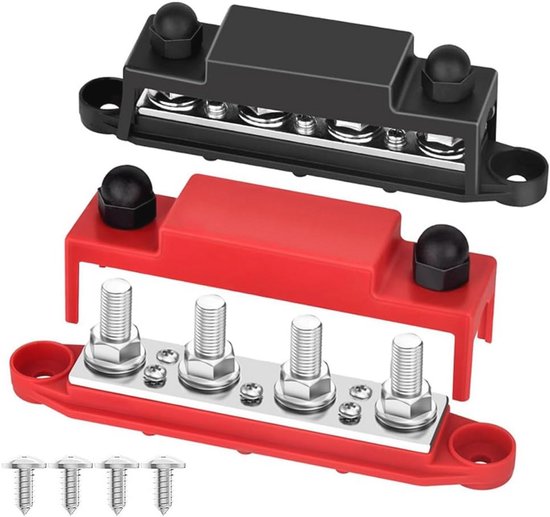 12V Maritieme Busstang - 4-polig Stroomverdeelblok tot 48V, 250A Zware ...