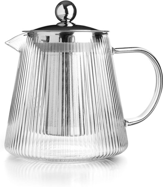 Glazen Theepot met Theefilter - Hittebestendig Borosilicaat Glas - 800 ...