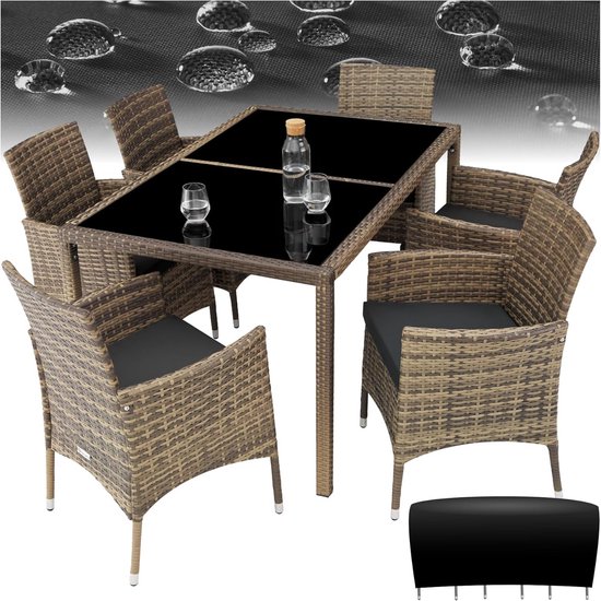 Luxe Wicker Tuinset 6+1 met Tafel en Beschermhoes | bol
