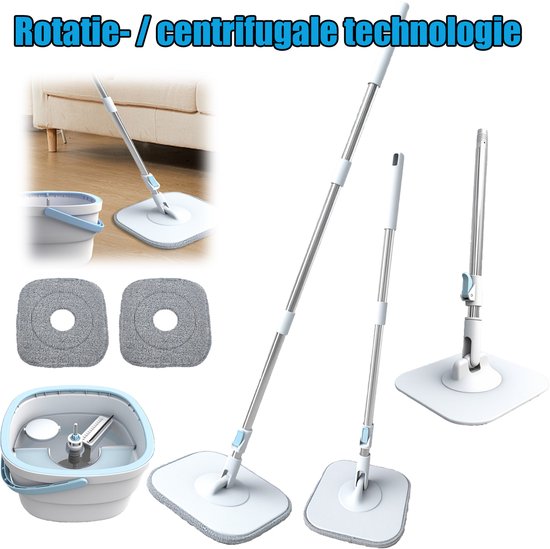 NIEUW Draaiende Spin Dweil en Emmer Met 2 Extra Doeken Perfect voor ...