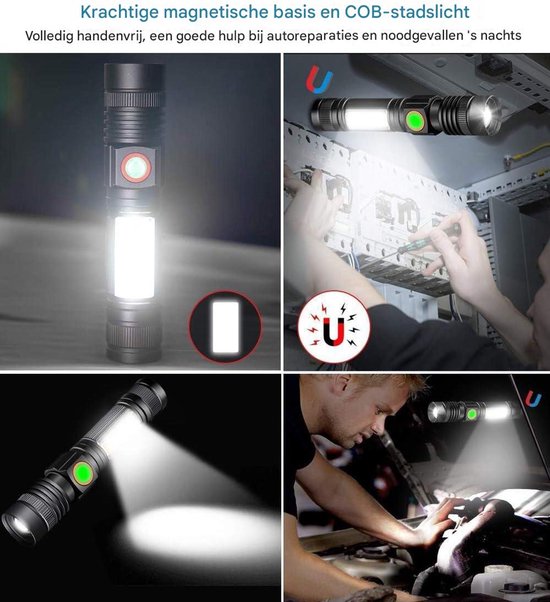 Vitdipy - Zaklamp LED - Militaire zaklamp - Oplaadbaar - COB ...