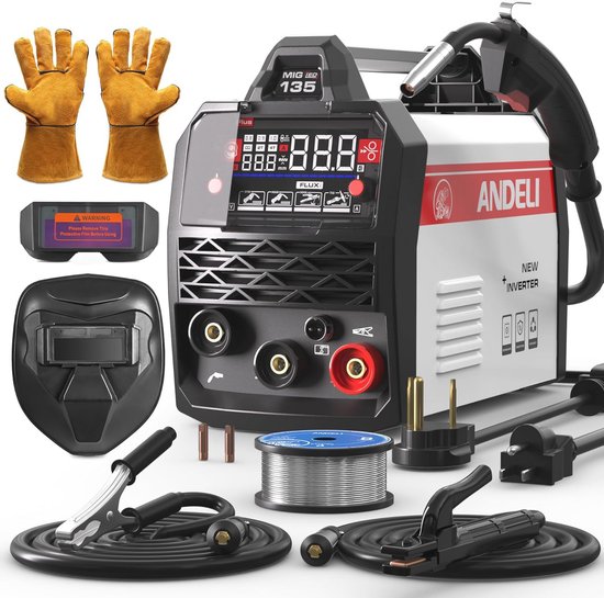 135Amp MIG Lasser - Draagbare Welder met LED Display en 4 Functies | bol