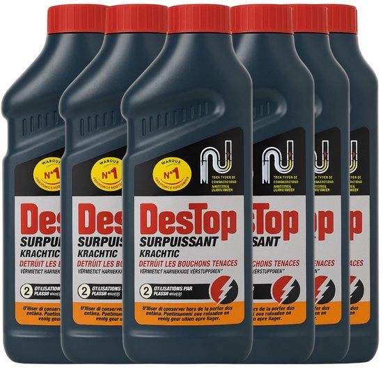 Destop Ontstopper Surpuissant – 6x500 ml – Professionele kracht – Voor ...