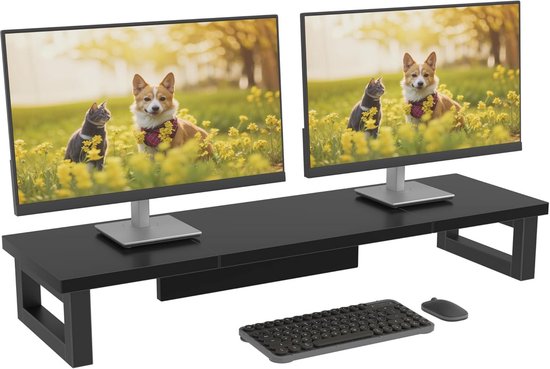 Dubbele Monitorstandaard - Bureauplank voor Laptop en Computerscherm ...