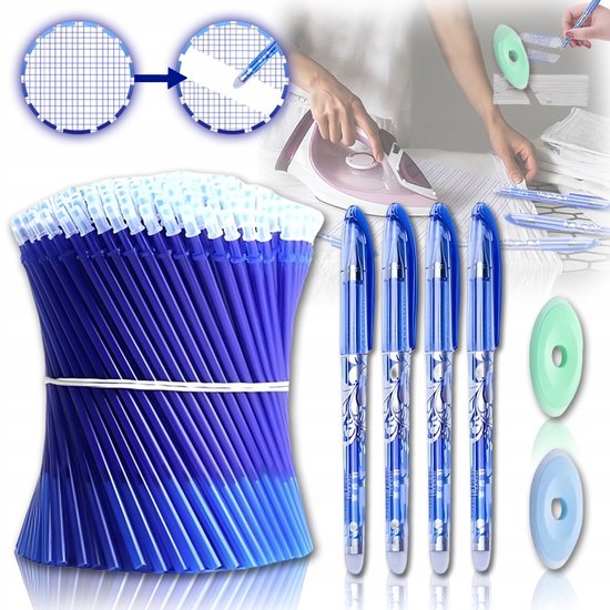 Uitwisbare Penen Set: 4 Penen + 100 Vullingen Blauw | bol