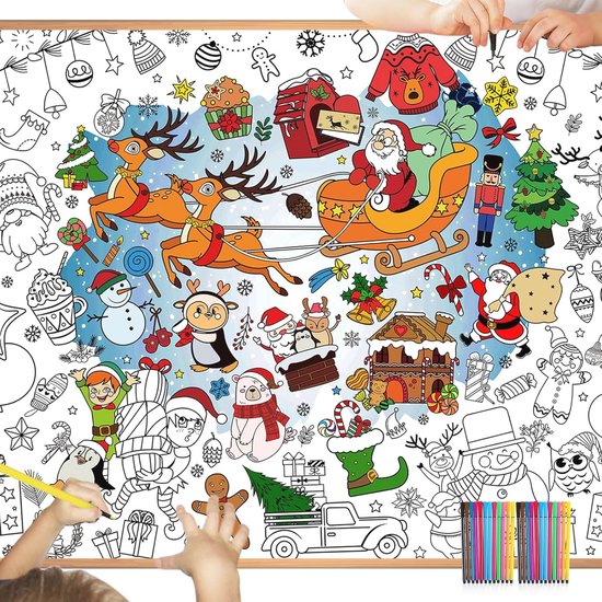 Giant Christmas Coloring Poster for Kids - 117 x 93 cm | bol