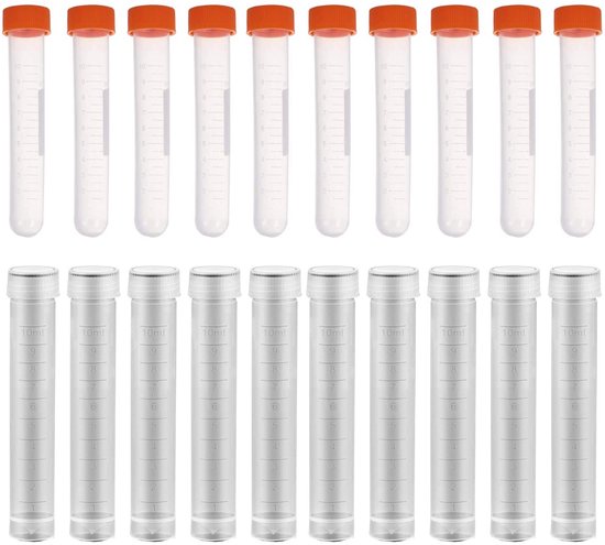 20 Stuks Doorzichtige Proefbuisjes van 10ML met Deksel en Maatstrepen ...