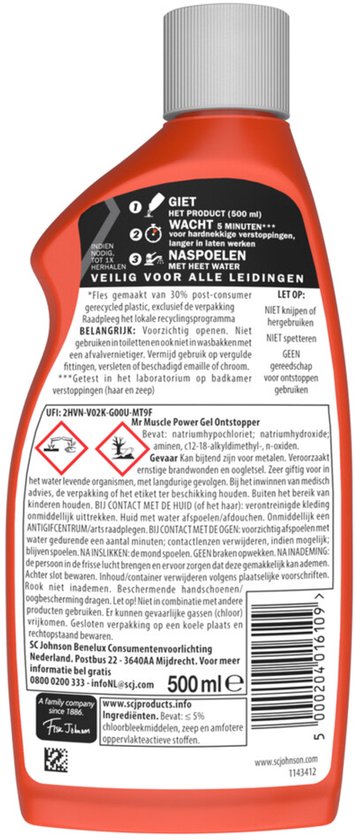 Mr Muscle – Ontstopper – Power Gel – 500 ml - 1 stuk | bol
