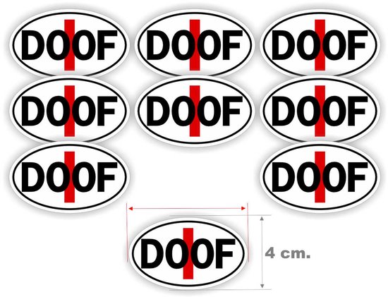 JERMA - DOOF - stickerset – 6,5 × 4 cm – 9 stuks per vel | bol