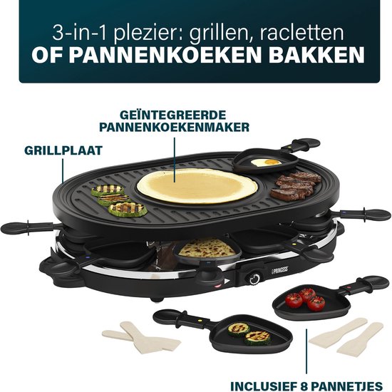 Princess Gourmetstel - Raclette Oval Grill Party - 8 personen - 1200W ...