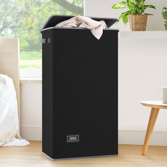 Grote wasmand met deksel en afneembare tas - 100 liter wasmand voor vuile kleding -... | bol