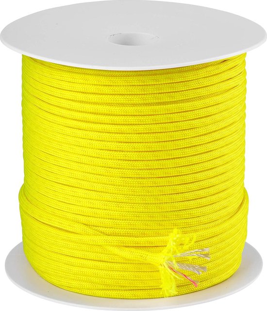 Paracord touw 100 meter spoel - 550 koord - neon geel - 250 kg ...