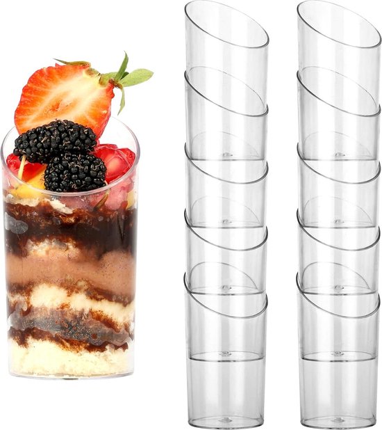 50 Stuks Mini Plastic Desert Cups - L5 x H82 cm - Helder Ronde ...