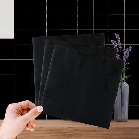 Tile Stickers for Splash Guard Self-Adhesive Tiles Kitchen - Black - 50 ...