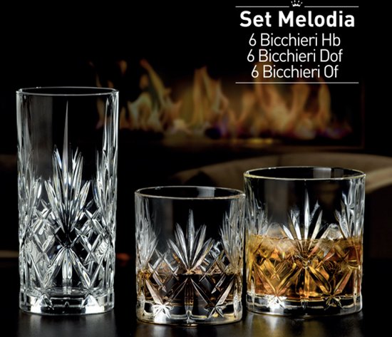 RCR Crystal - 18 delige tumbler set Melodia - 6 long 36cl & 6 tumblers ...