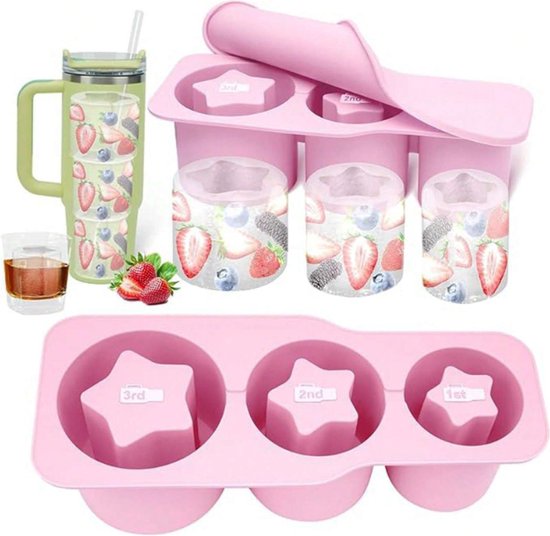 S&E Siliconen IJsblokjesvorm met Deksel - Herbruikbare Holle Cilinder ...