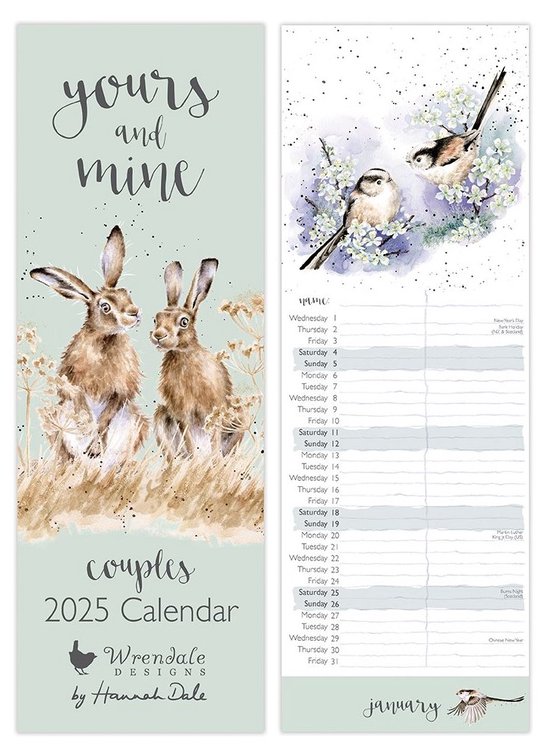 Calendrier mural des couples Wrendale 2025 – Calendrier des couples «Le ...