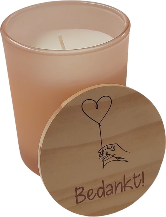 Bedankt cadeau - Bedankt juf - Grote geurkaars met houten deksel ...