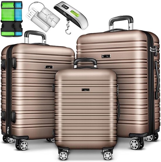 Sens Design Kofferset 3 delig - Koffer - M L en XL - Rose goud | bol