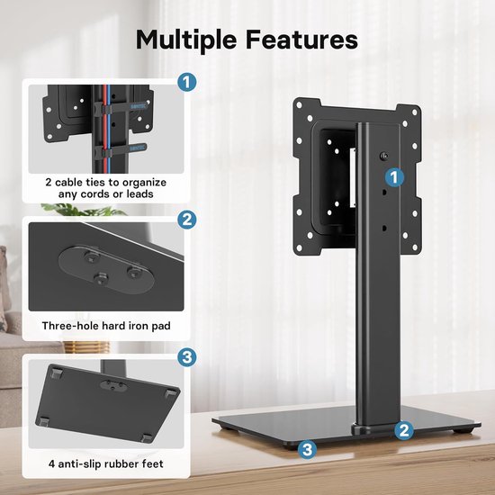 Universal Monitor Foot for 17-43 Inch TV - Adjustable Height and Swivel ...