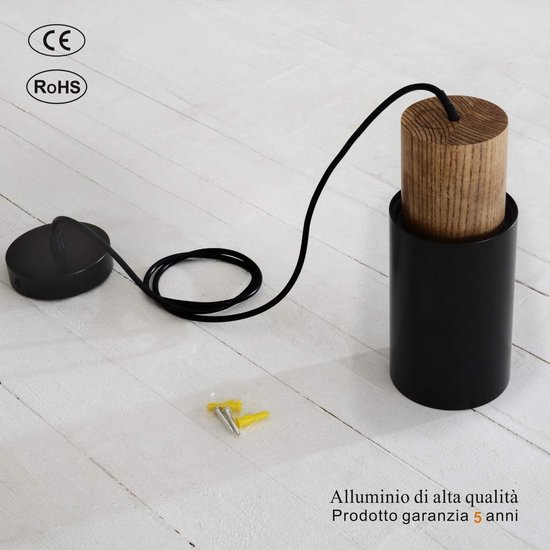 Vintage hanglamp retro lampenkap industrieel zwart-wit voor E27-lampen ...