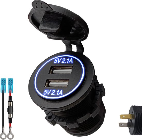ProRide 12V USB Stopcontact 2 Poorten Inbouw - 5V/2.1A - met ...