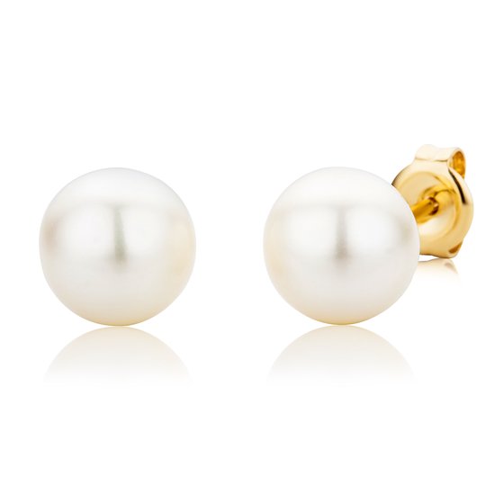 Miore - Parel Oorbellen Knopjes Dames - 9 Karaat - Kleur Geelgoud | bol
