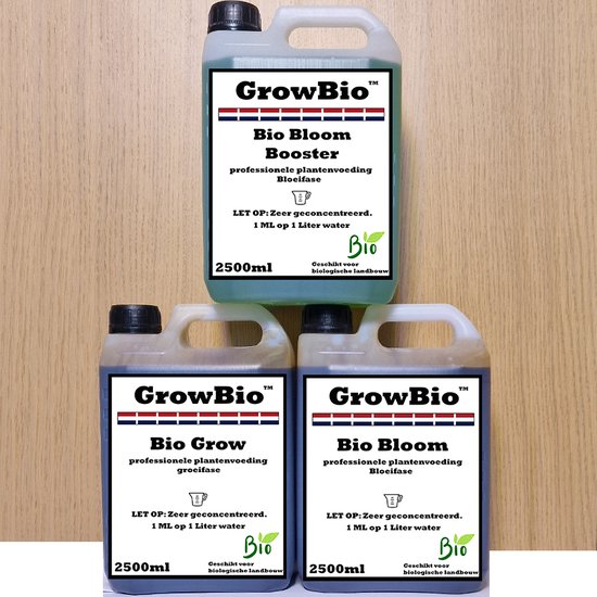 Growbio trio pakket: Grow, Bloom en Bloom Booster plantenvoeding. 3 x ...