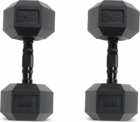 Gym Masters dumbells 15kg (2 X 15kg = 30kg) - dumbells set - hexa - 15kg dumbells -... | bol