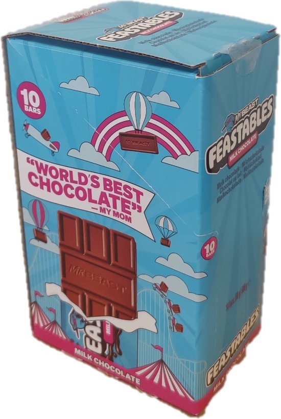 Feastables MrBeast Milk Chocolate chocoladereep - Bevat 10 Repen van 60 ...