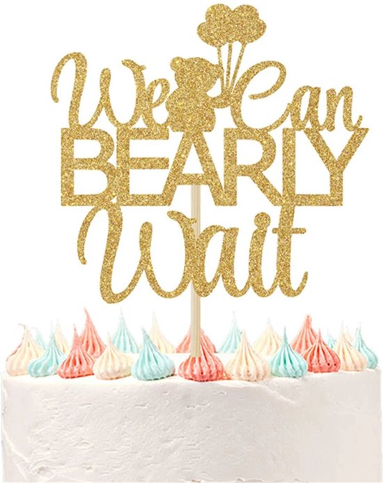 Taart topper We can Bearly Wait goud - taart - topper - beer - bear ...