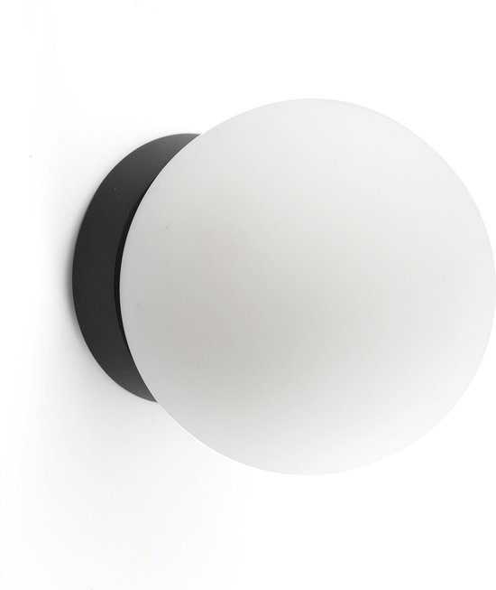 Faro Barcelona Ping - badkamer lamp - bol - zwart / opaal - LED | bol