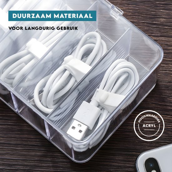 Vitasa Kabel Organiser - Transparante Opbergbox - Kabelhouder Bureau ...