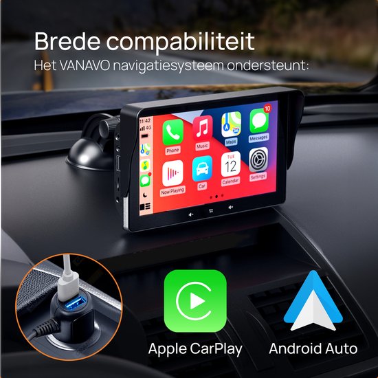 VANAVO® Navigatiesysteem 7 Inch – Apple Carplay – Android Auto ...