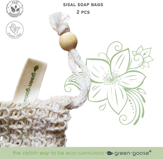 green-goose® Bio Zeepzakjes met Band | 2 Stuks | Sisal Zeepzakjes ...