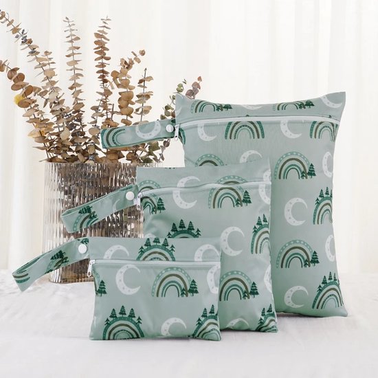 Waterdichte opbergtasjes voor baby spullen - 3 stuks maan & regenboog ...