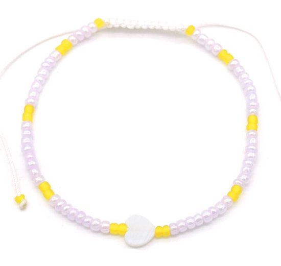 Enkelbandje - Kralen en een Hartje - Anklet - Lengte Verstelbaar ...