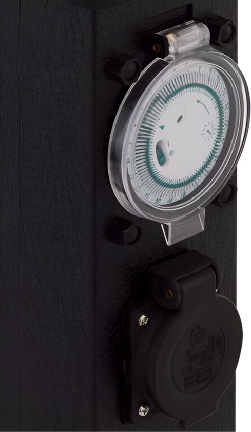 Buitenstopcontact paal - 2 Stopcontacten - Met timer Functie - IP44 - Sokkel - Zwart -... | bol