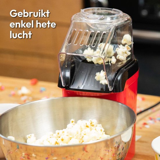 Popcornmachine met hete lucht - gezond olievrij - retro rood - maatschep - afneembaar... | bol
