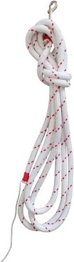 Leadrope - 4,5m. - 12mm. - Wit/Rood - Grondwerk touw of Loswerktouw ...