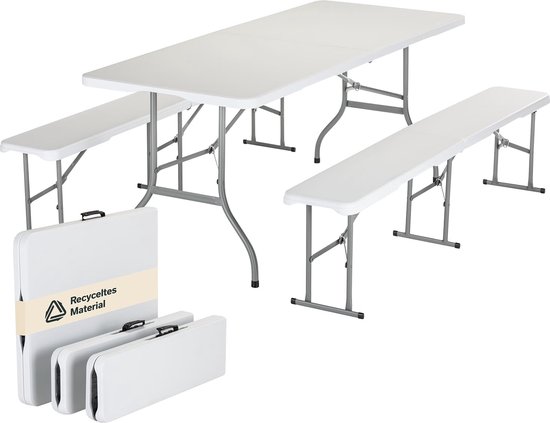 Skandika Masi Tafel/Bank Set - Tuintafel - 2 banken tot 300 kg (180 x ...