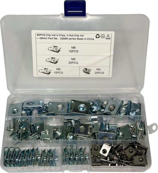 MGM Trading - Set van 80 U-Type Gewinde Clip Moeren, Roestvrijstalen M4 ...