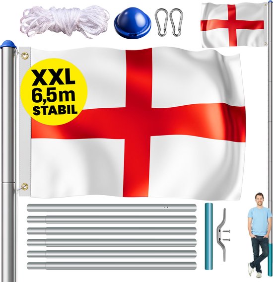 Monzana Vlaggenmast - Vlag Engeland Aluminium 6,5m - Verstelbare Hoogte | bol