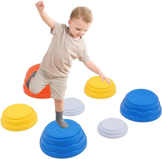 7 Pieces Stepping Stones Kids Sensory Obstacle Road Balance Board ...