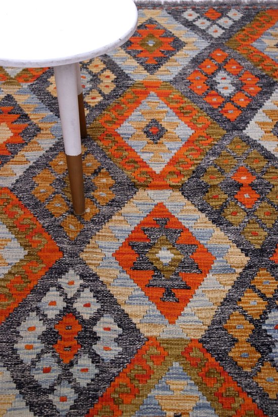 Kleurrijk Tapijt Laagpolig Handgeweven Wollen Vloerkleed - Koho Afghan ...