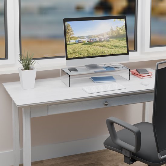 Relaxdays monitorstandaard acryl - monitorverhoger - modern ...