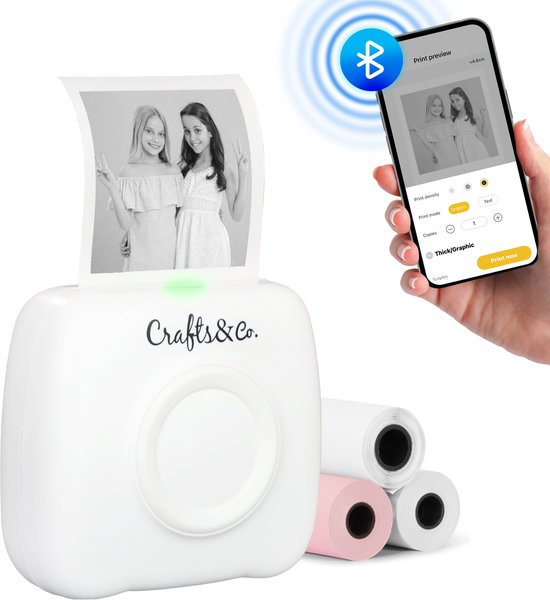 Crafts&Co Mini Pocket Printer - Sticker Printer - Mobiele Fotoprinter ...