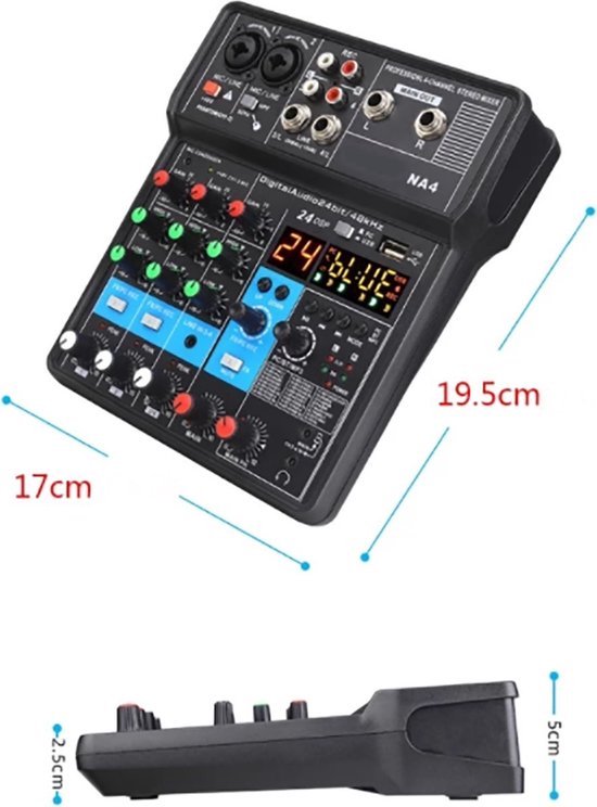 Mengpaneel 4-Kanaals - Met Bluetooth & USB - Geluidskaart Functie ...