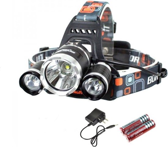Waterproof Verstelbare LED Hoofdlamp - inclusief 2 oplaadbare batterijen - Zwart | bol