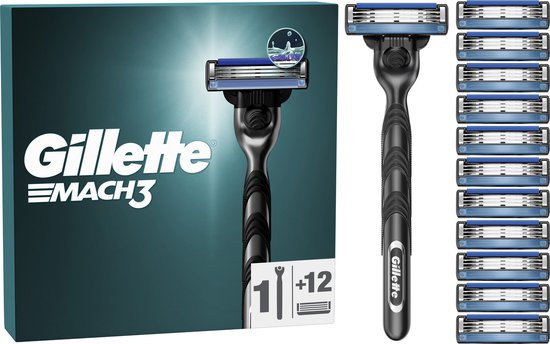 Gillette Mach 3 Scheermesjes - 12 stuks - Verbeterde Lubrastrip - Voor ...
